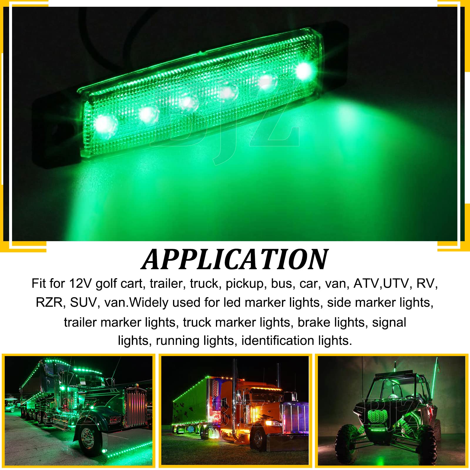 Snapklik.com : BJZ LED Trailer Marker Lights Green 6 Led Side Marker ...