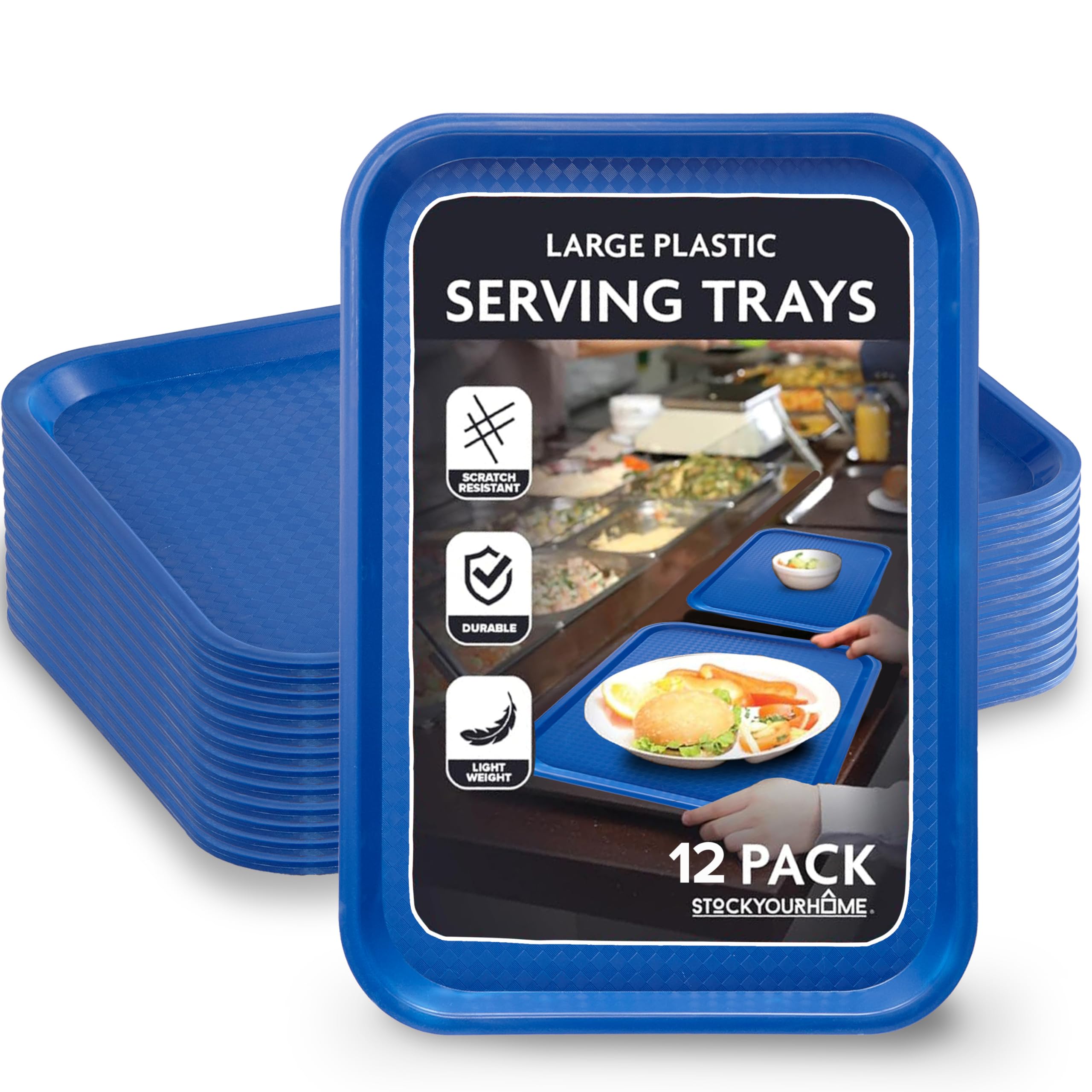 Amazon.com: Stock Your Home Large Plastic Serving Trays for Fast Food ...