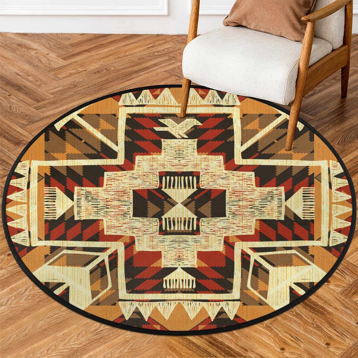 Amazon.com: Round Rug 3ft Native American Arrow Circle Area Rugs Ethnic ...