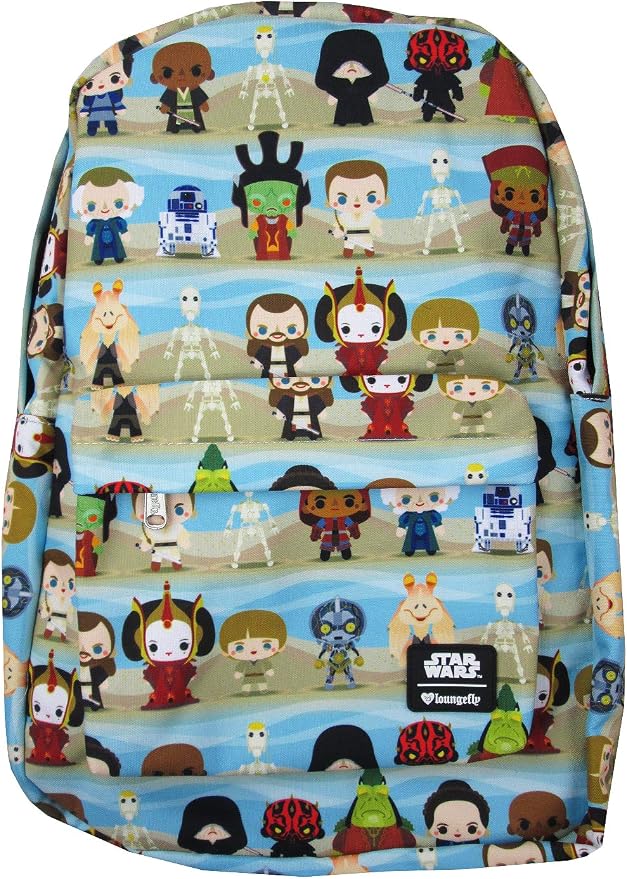 Amazon.com | Loungefly x Star Wars Phantom Menace Chibi Character Print ...