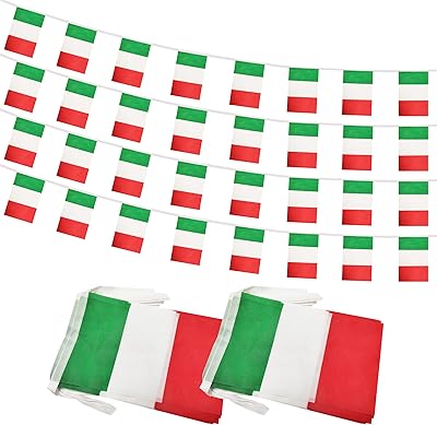 Amazon.com : 32.8ft 38 Pcs Rectangle Italy Flags Pennant Banner, Mini ...