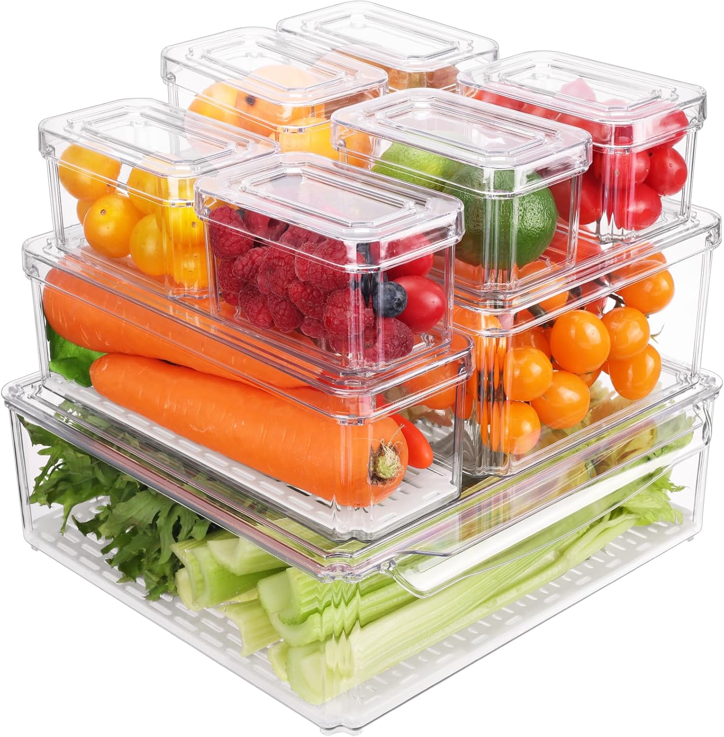 Amazon.com: Moretoes Fridge Organizer, 10 Pack 4 Sizes Fridge Organizer ...