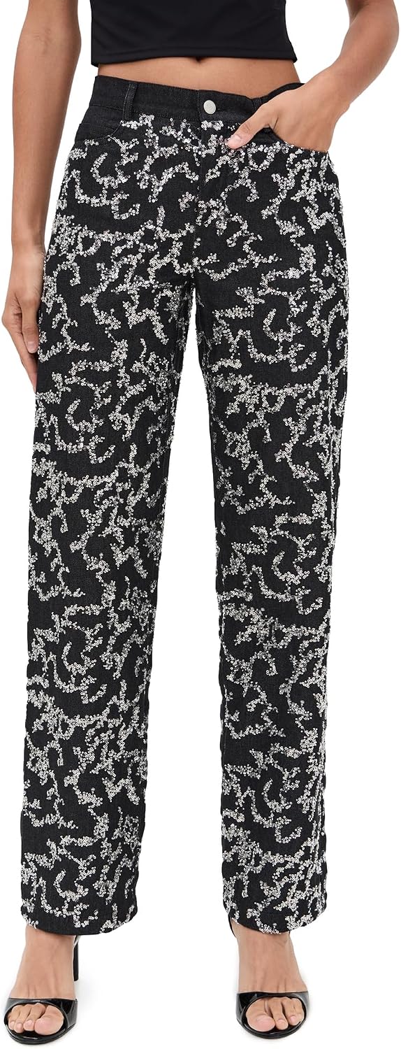 Bec + Bridge Women's Kinsley Sequin Pants, Charcoal Silver, 2 at Amazon ...