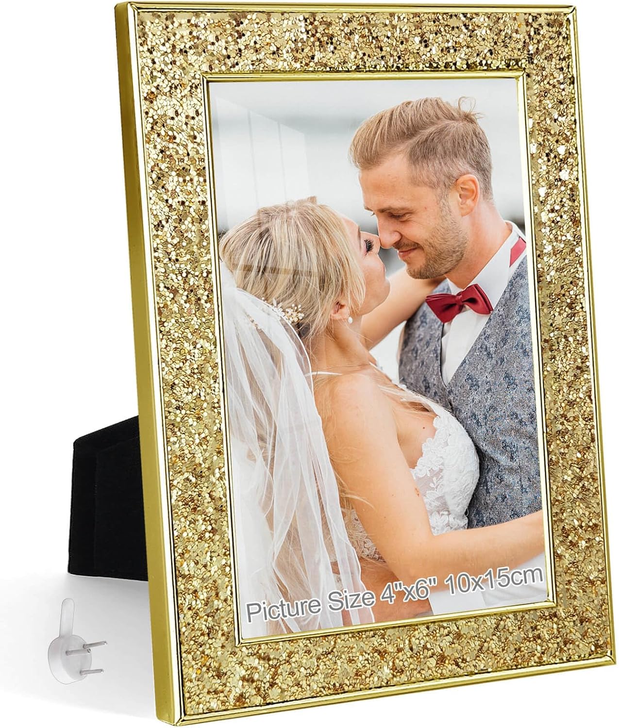 SYOSI 4x6 Picture Frame, Gold Bling Rectangle Photo Frames Glitter with ...