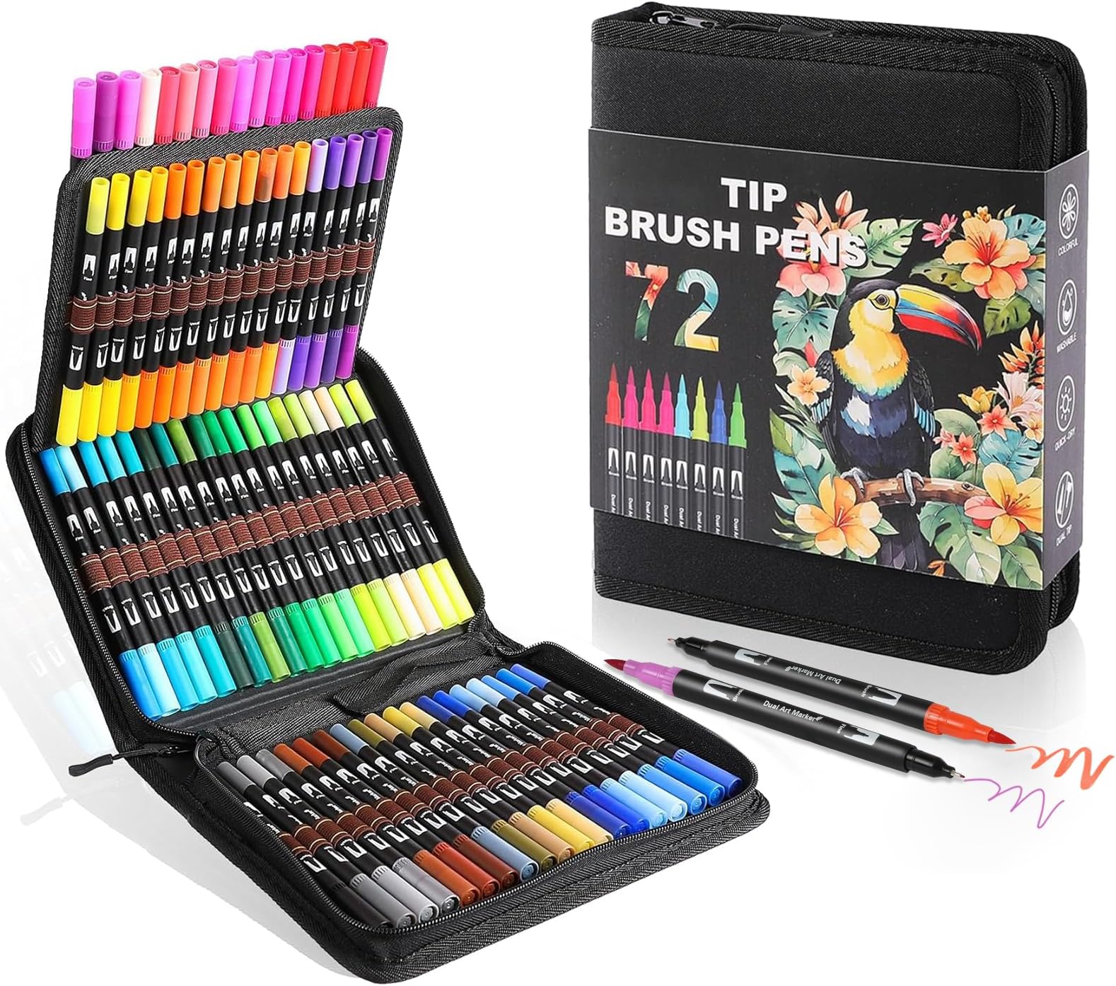 Amazon.com: Niutop 36 Colors Fine & Brush Tip Coloring Marker Pens ...