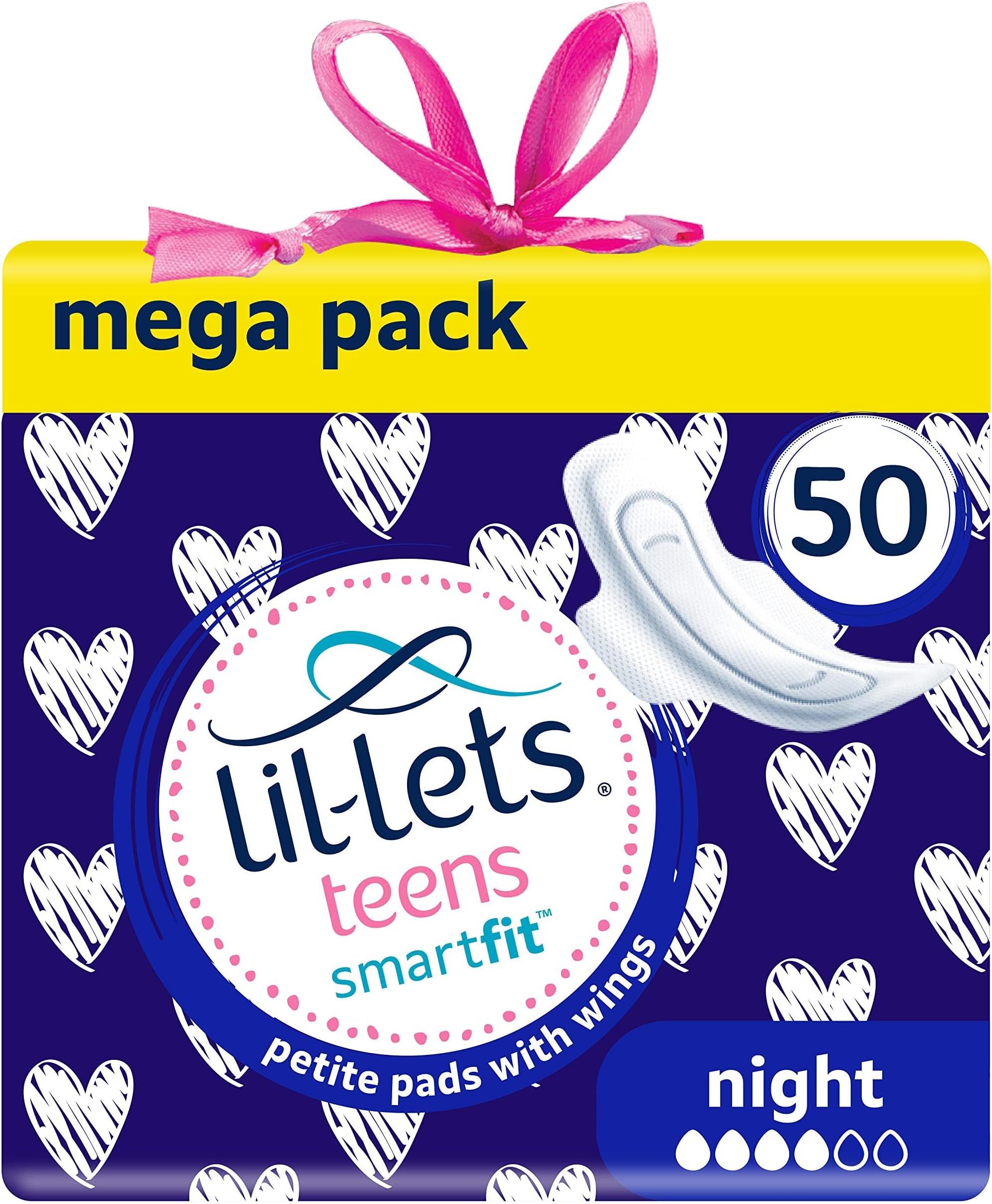 Amazon.com: Lil-Lets Teens Night Pads with Wings - 50 Count Period Pads ...