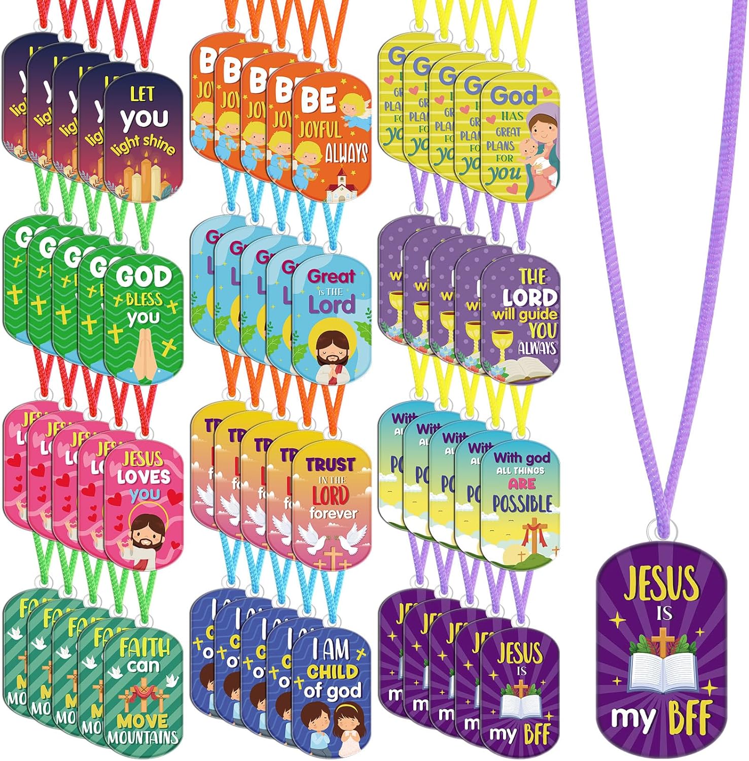 Amazon.com: Ecation 36 Pcs Christian Religious Dog Tag Necklaces Bible ...