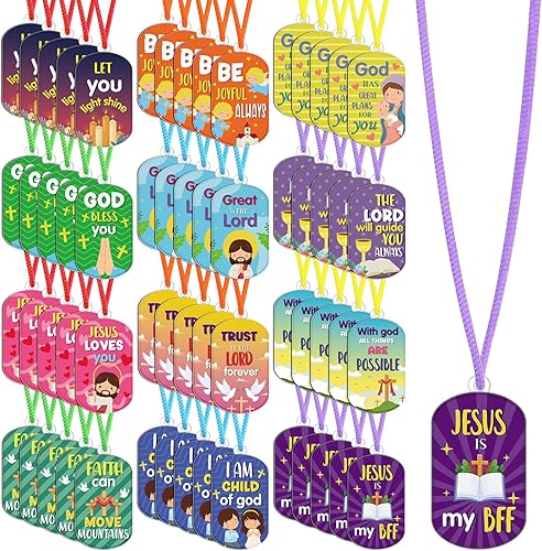 Amazon.com: Ecation 36 Pcs Christian Religious Dog Tag Necklaces Bible ...
