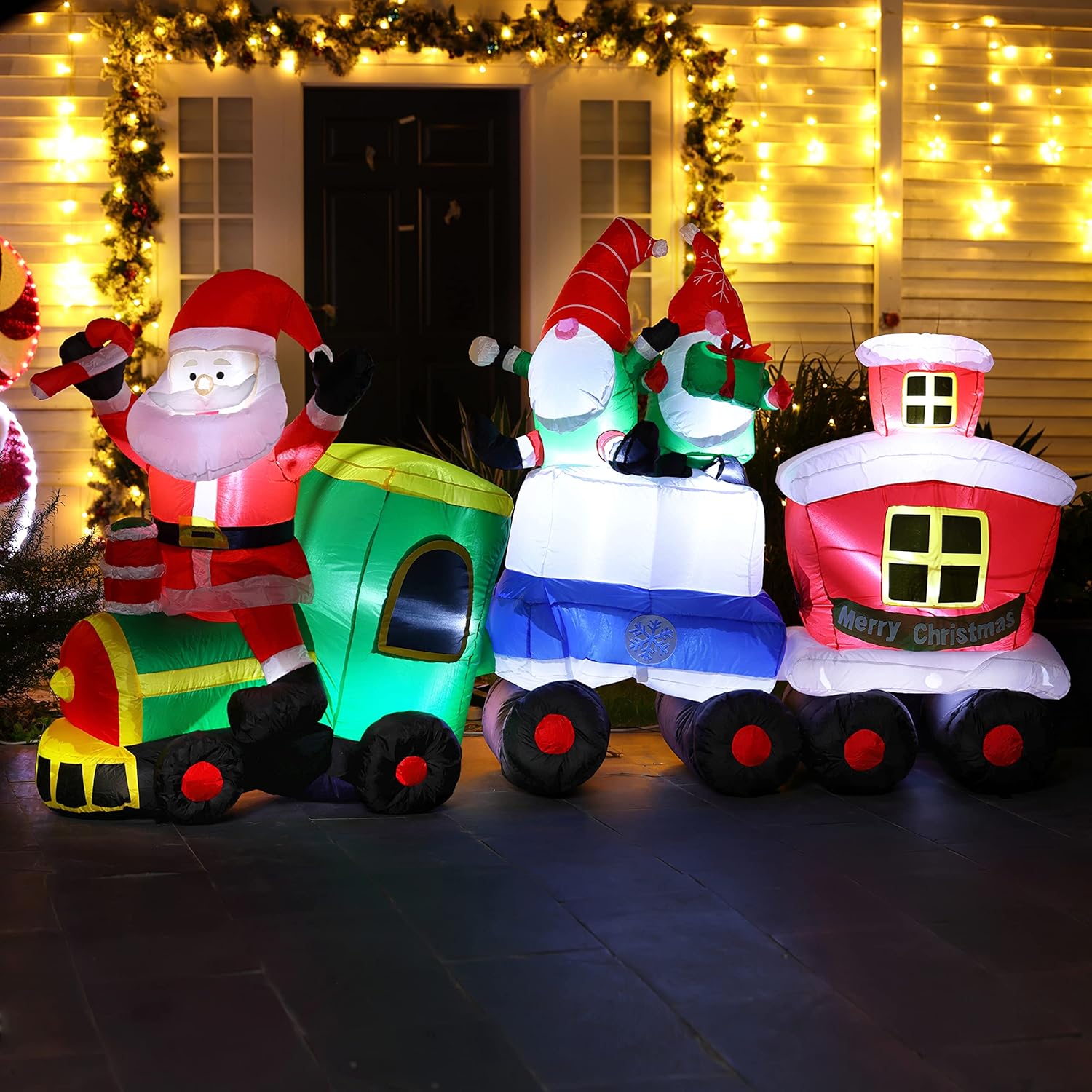 Amazon.com: LuxenHome Christmas Inflatables, Lighted 8ft Santa and ...