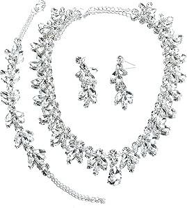 Amazon.com: Oren Crystal Diamond Necklace Bracelet Earring Set ...