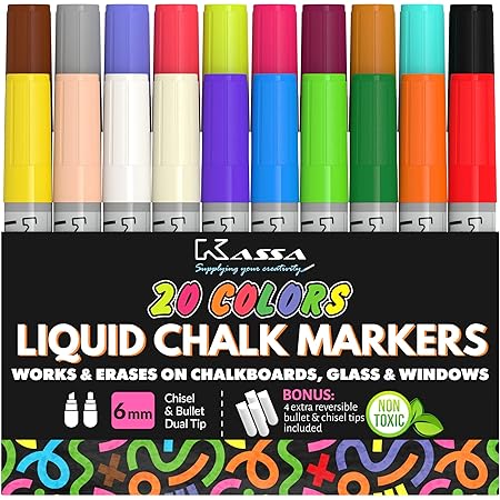 Amazon.com : Liquid Chalk Markers 30 Colors By Positive Art: Bright ...