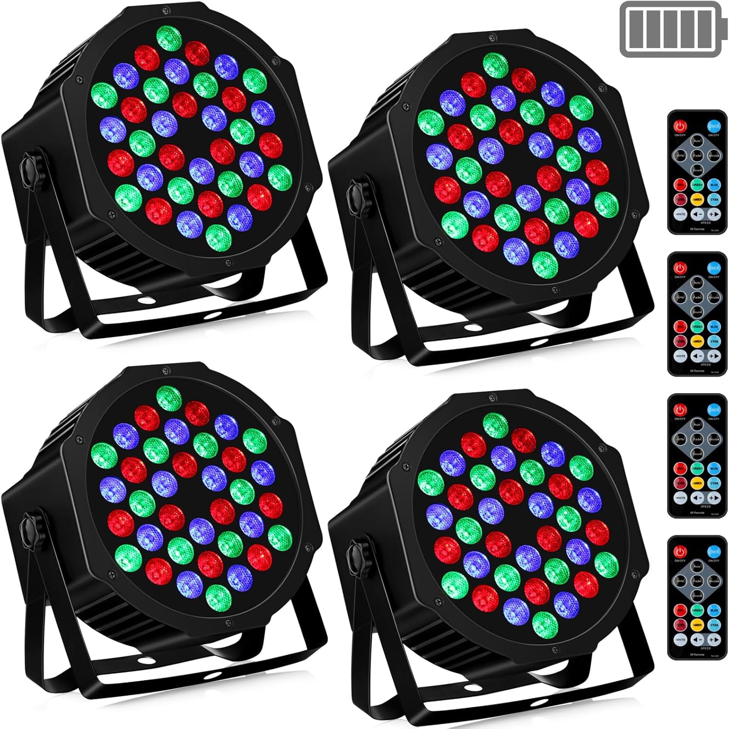 Amazon.com: 36LEDs Battery Powered Par Lights - RGB 36W Rechargeable ...