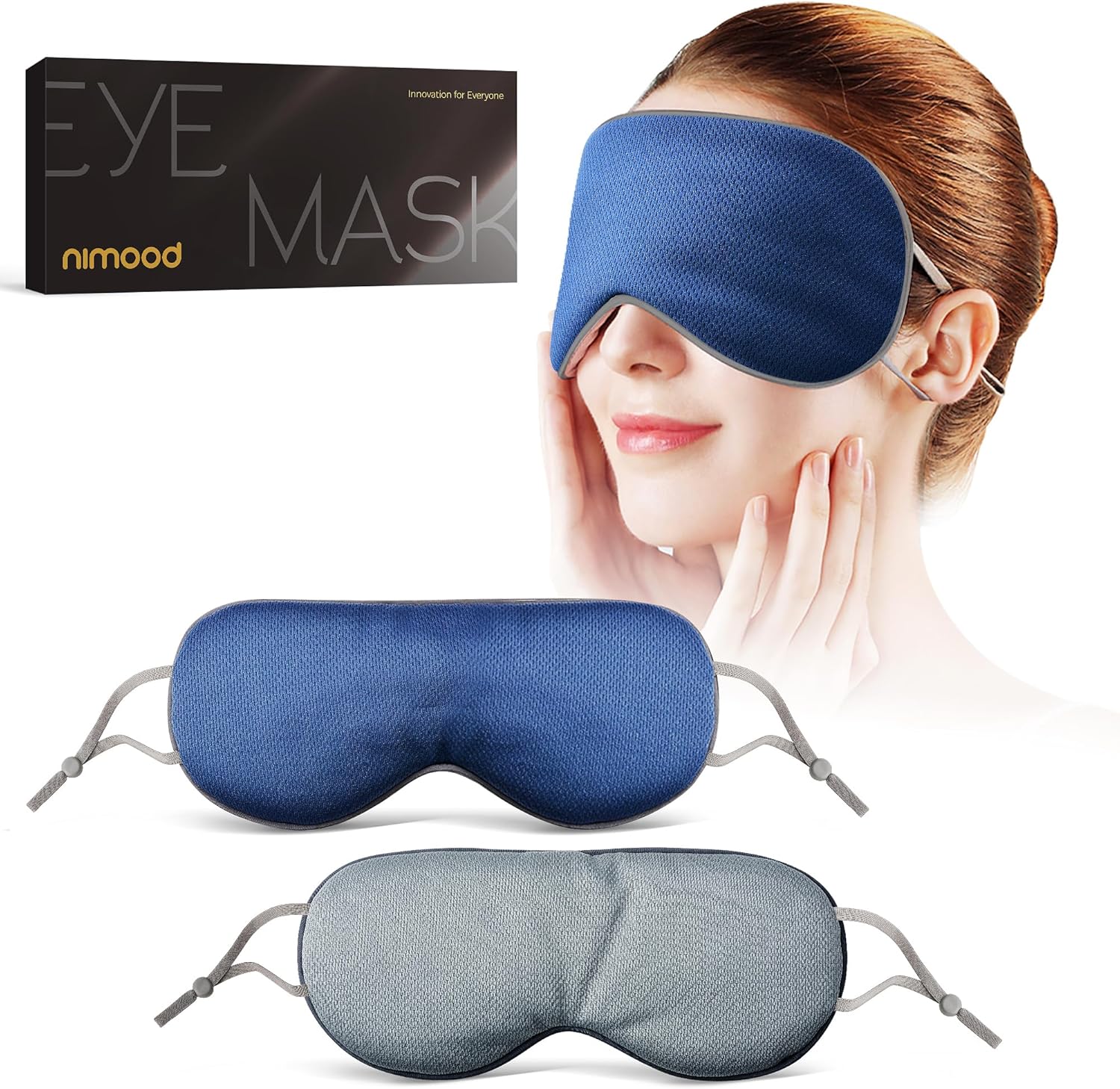 Amazon.com: NIMOOD Sleep Mask, 2 Packs Cool Warm Two-Sided Fabric Eye ...