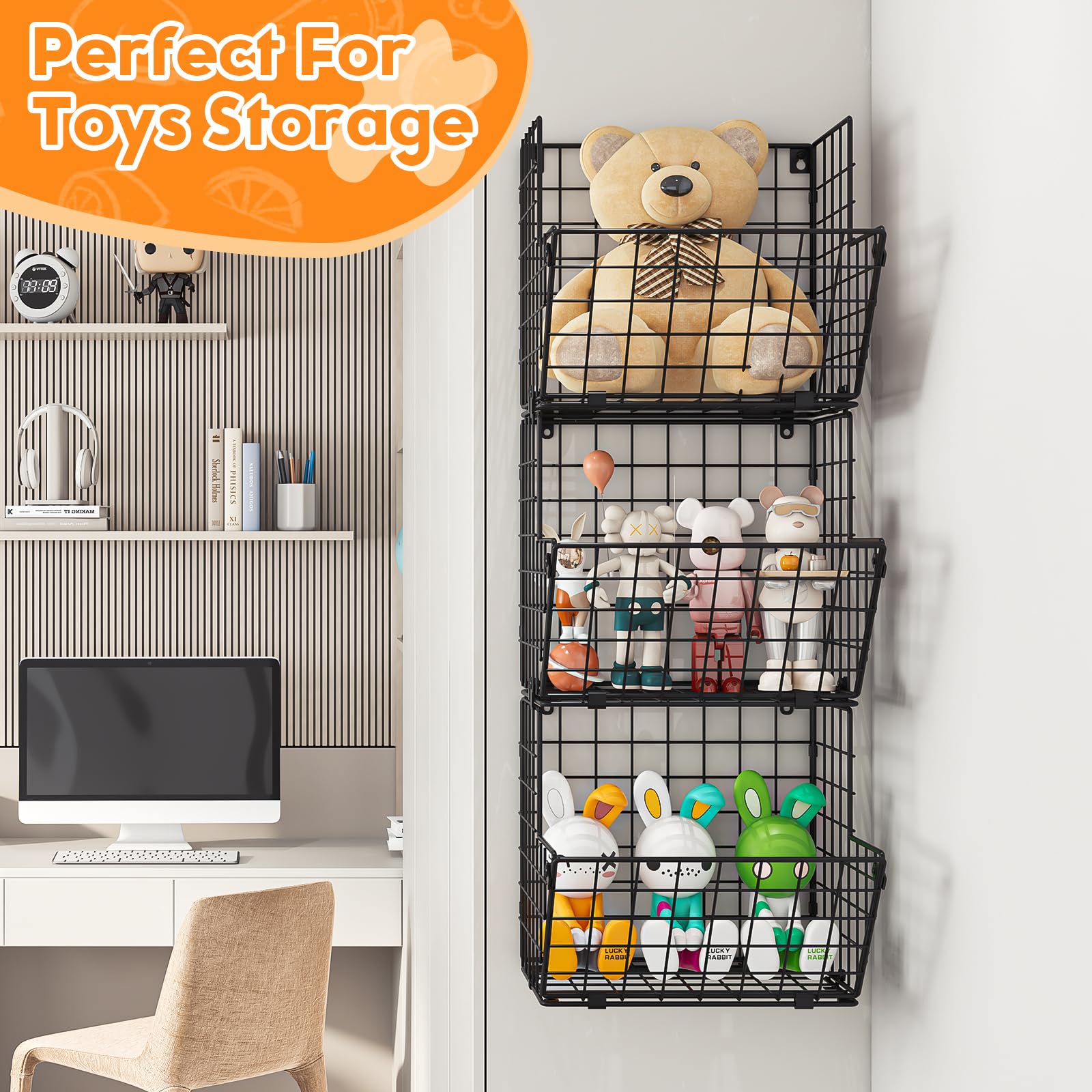 Snapklik.com : X-cosrack Metal Wire Basket Wall Mount, 3 Tier Wall ...