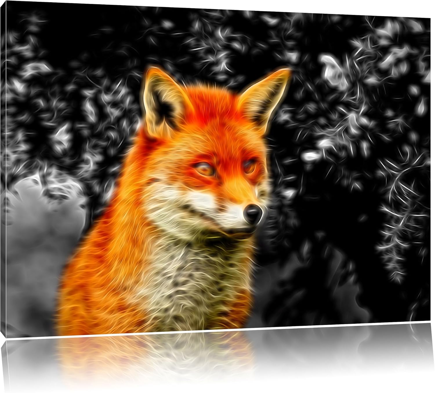 Pixxprint proud fox in the branches black/white Deluxe Size: 120x80 cm ...