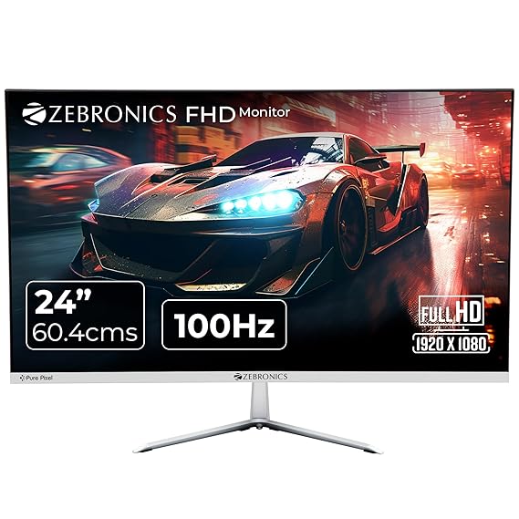 ZEBRONICS A24FHD LED Monitor, 24 inch (60.96cm), 250 nits, 100Hz, Slim ...