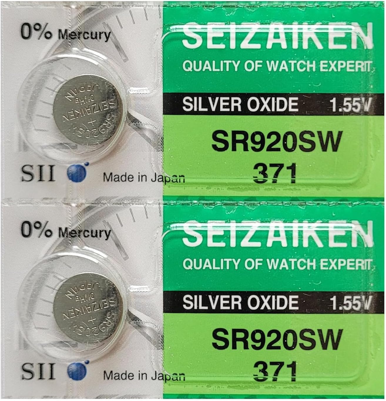 Seizaiken SR920SW 371 Silver Oxide Batteries 1.55V for Wrist Watch ...