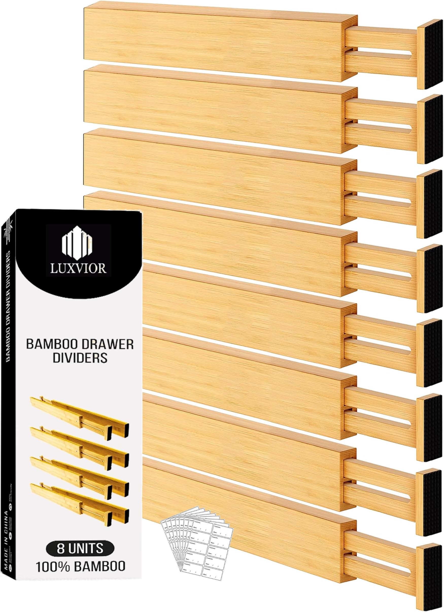 Amazon.com: 4 Pack Kitchen Bamboo Drawer Dividers, Spring Loaded ...