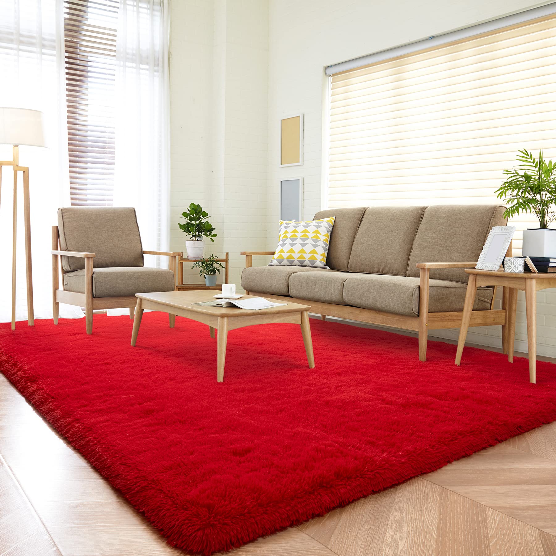 Amazon.com: DETUM Red Living Room Rug 5X8 Area Rug Red Christmas Rugs ...
