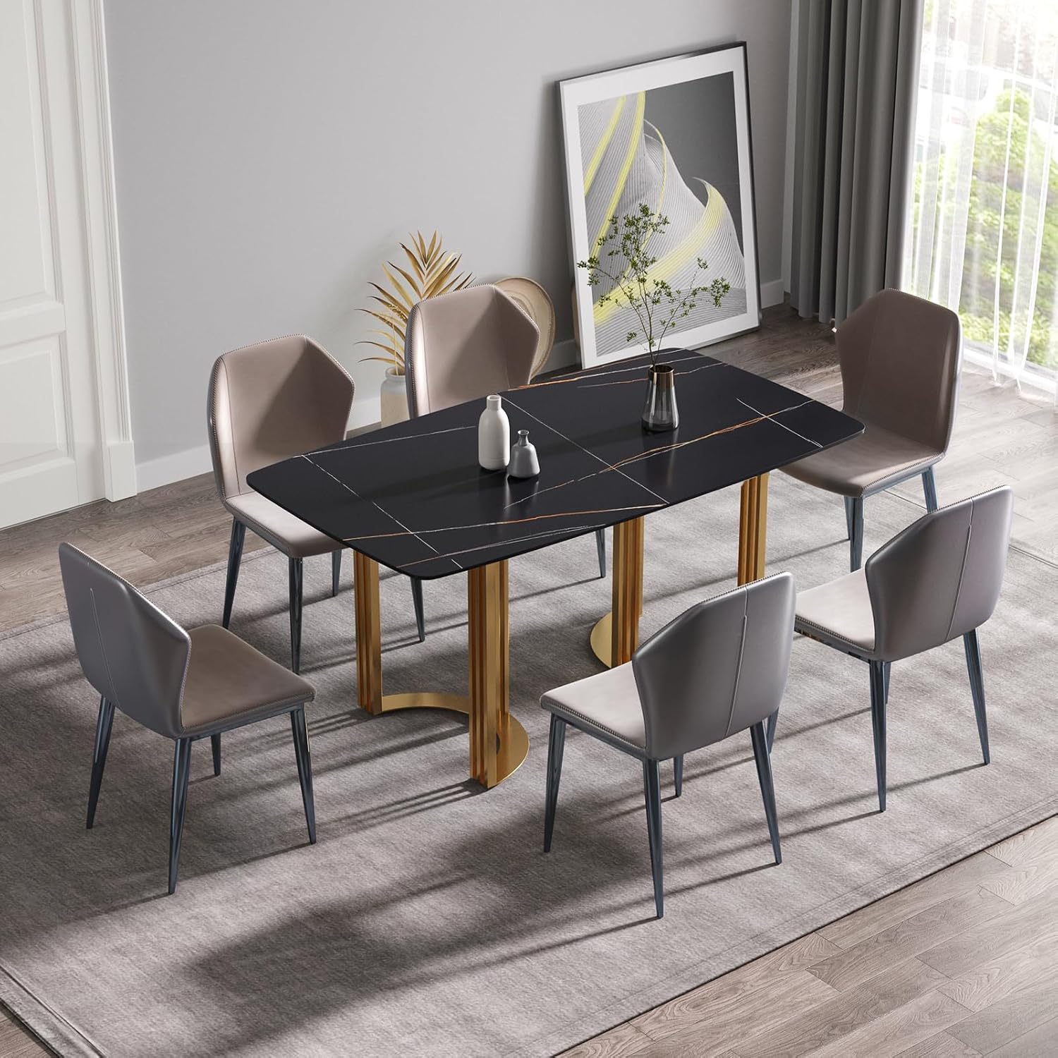 Amazon.com - Modern Kitchen Dining Table for 4-6 People, Dining Room ...