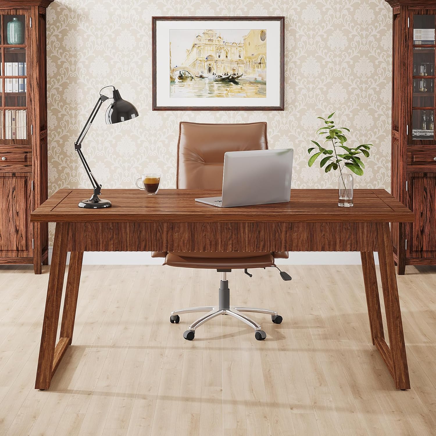 Amazon.com: Tribesigns Home Office Executive Desk: 55 Inches Solid Wood ...