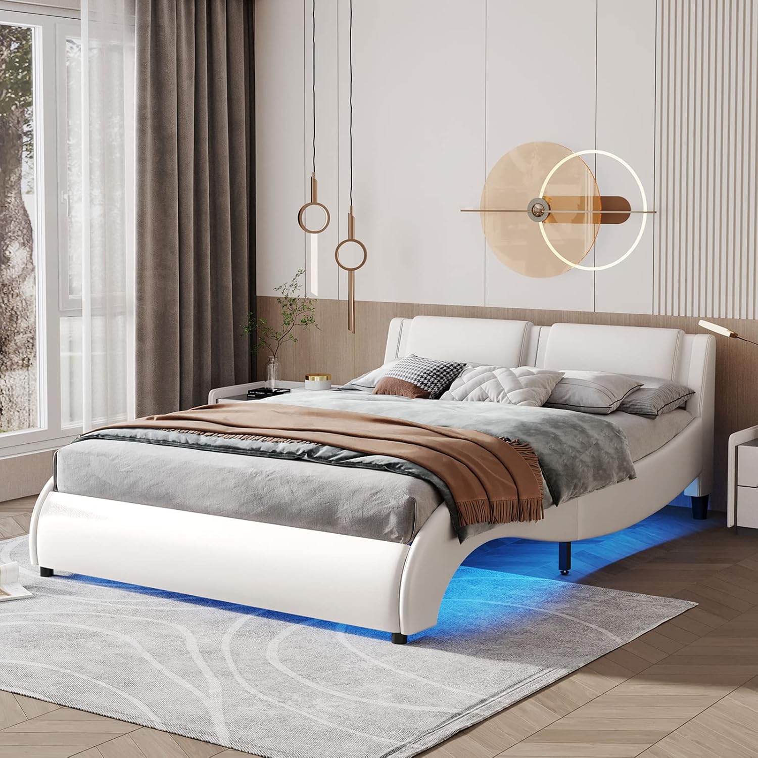 Amazon.com: Anwick Full Size Modern Upholstered Platform Bed Frame with ...