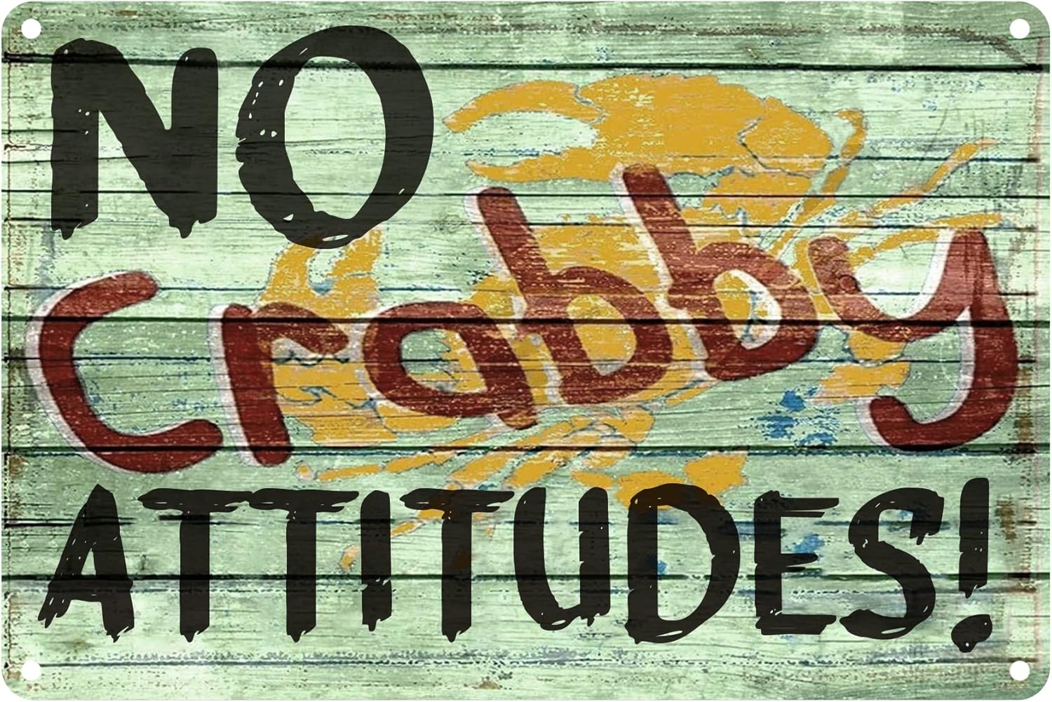 Amazon.com: No Crab Attitude Metal Tin Sign Funny Metal Sign For Cafe ...