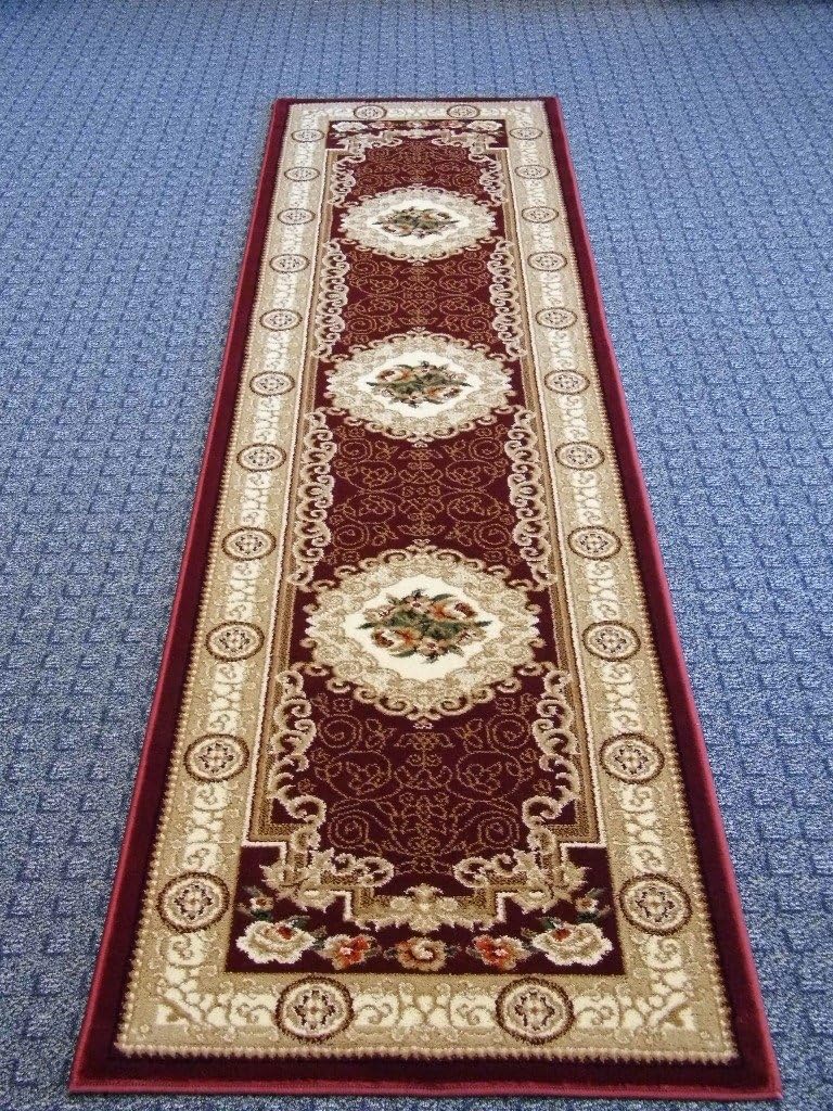Amazon.com: Traditional Area Rug Runner 32 In. X 10 Ft. Burgundy ...