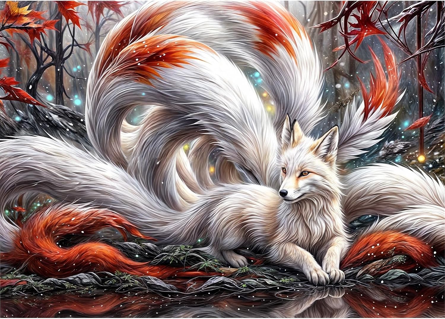 Amazon.com: DOMROM Fox Diamond Painting Kits for Adults, Nine Tail Fox ...