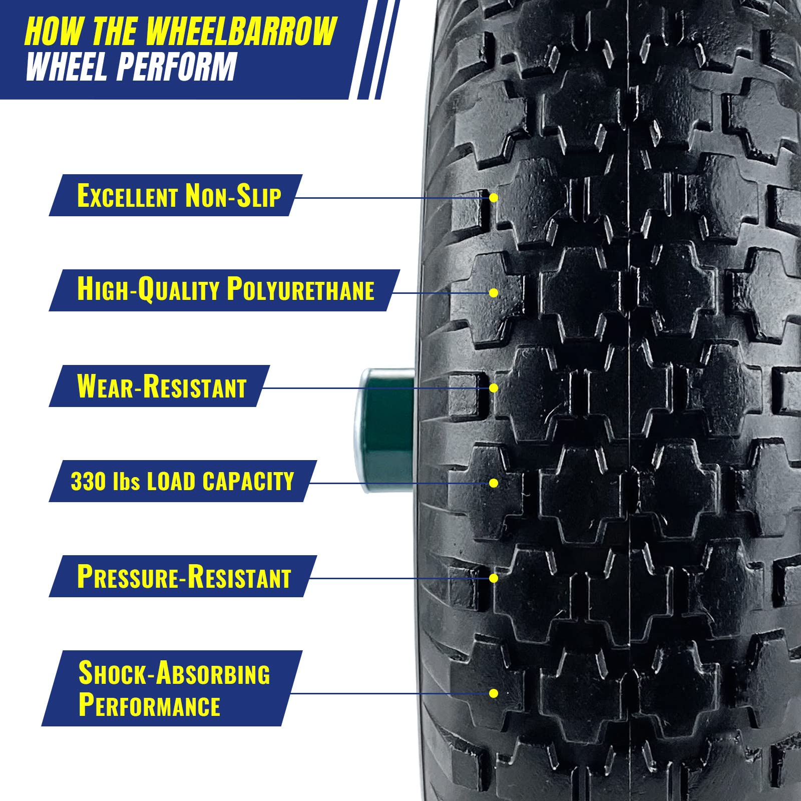 Snapklik.com : HOXWELL Wheelbarrow Tires 4.80/4.00-8" Solid Tire, 16 ...