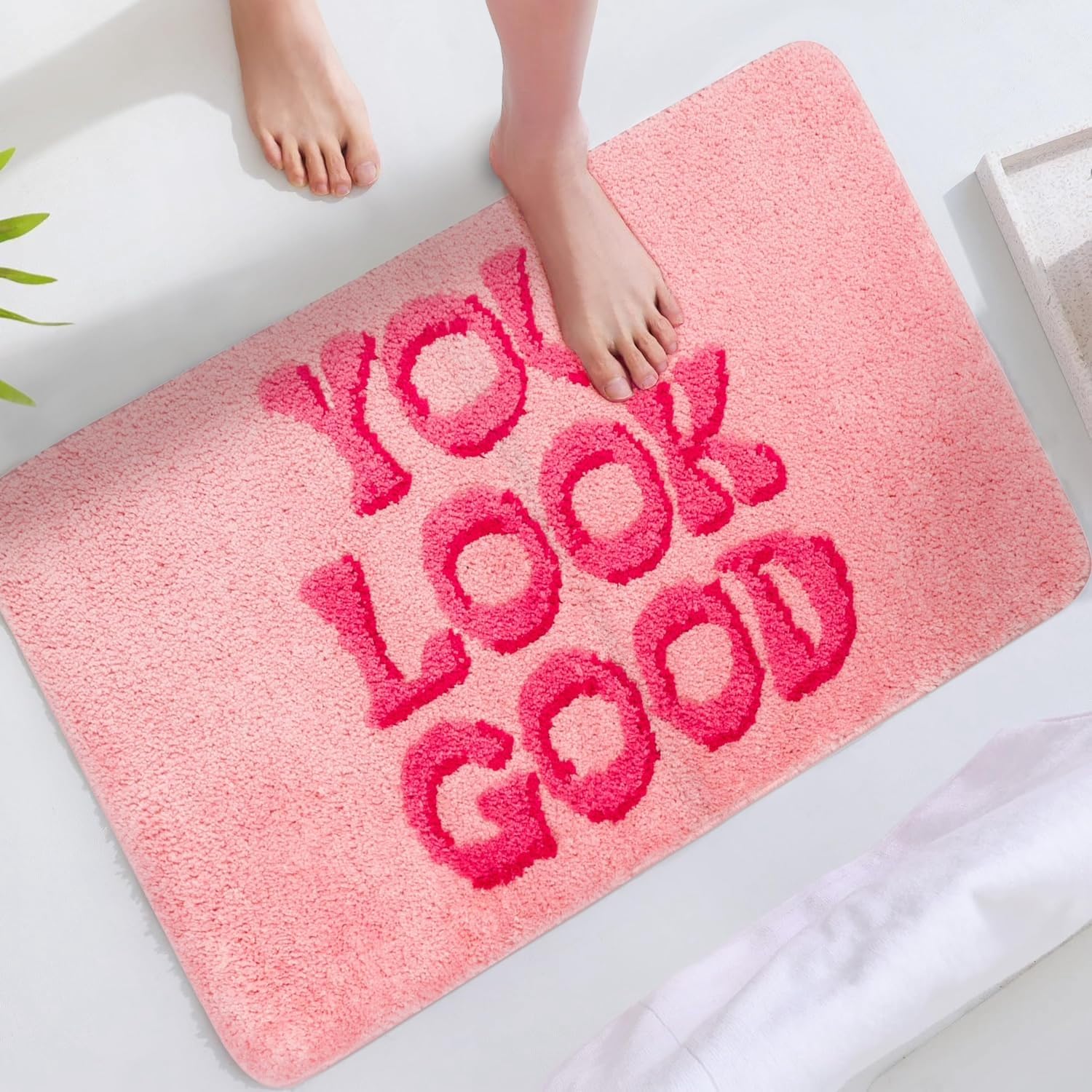 Amazon.com: Bathroom Decor You Look Good Bath Mat Rug Pink 31" x 20 ...
