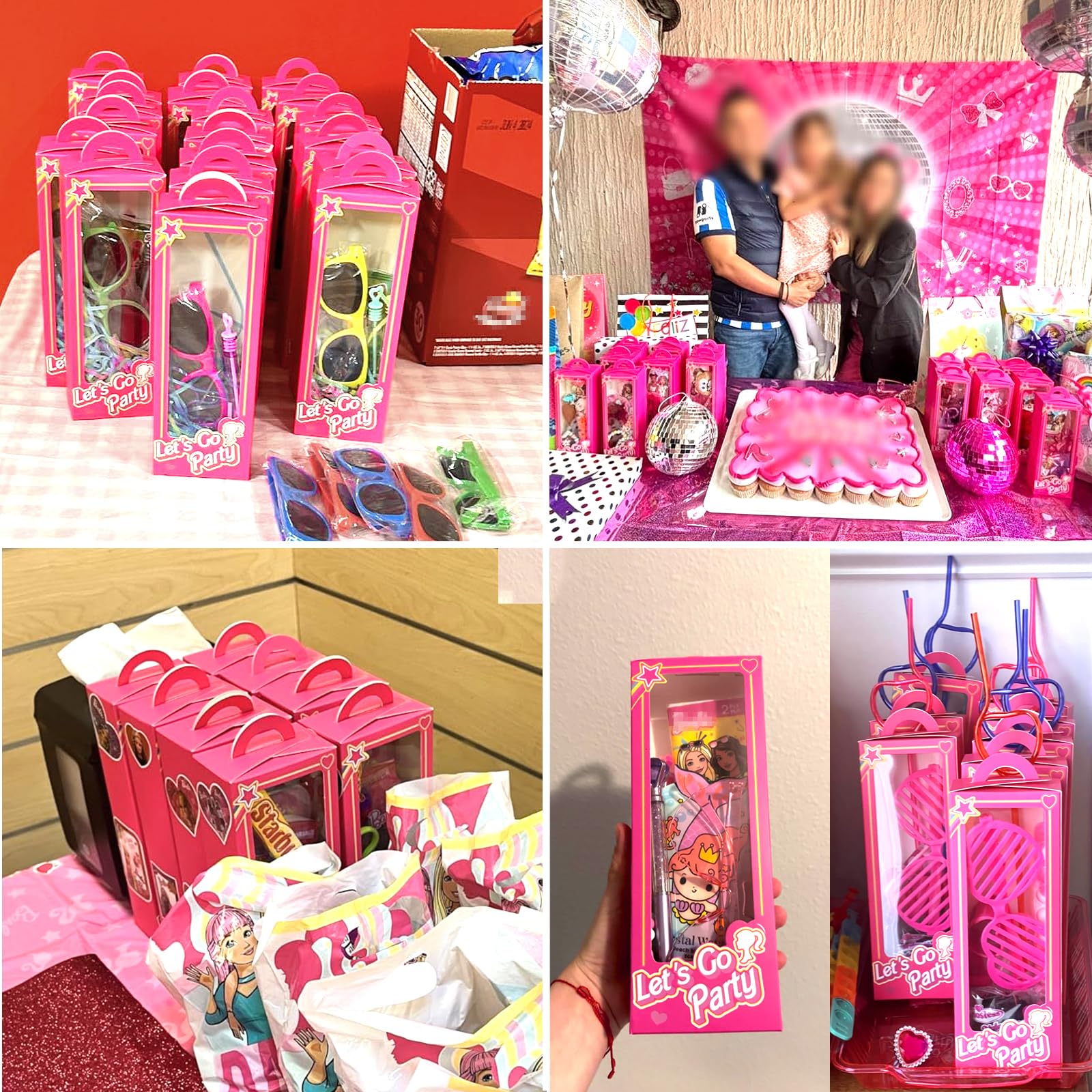 Snapklik.com : 24Pcs Pink Birthday Party Decorations Boxes Can Built-in ...