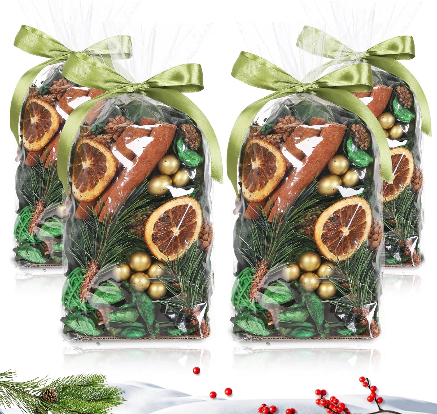 Amazon.com: 4 Pieces Christmas Potpourri Bowl Vase Filler Bag ...
