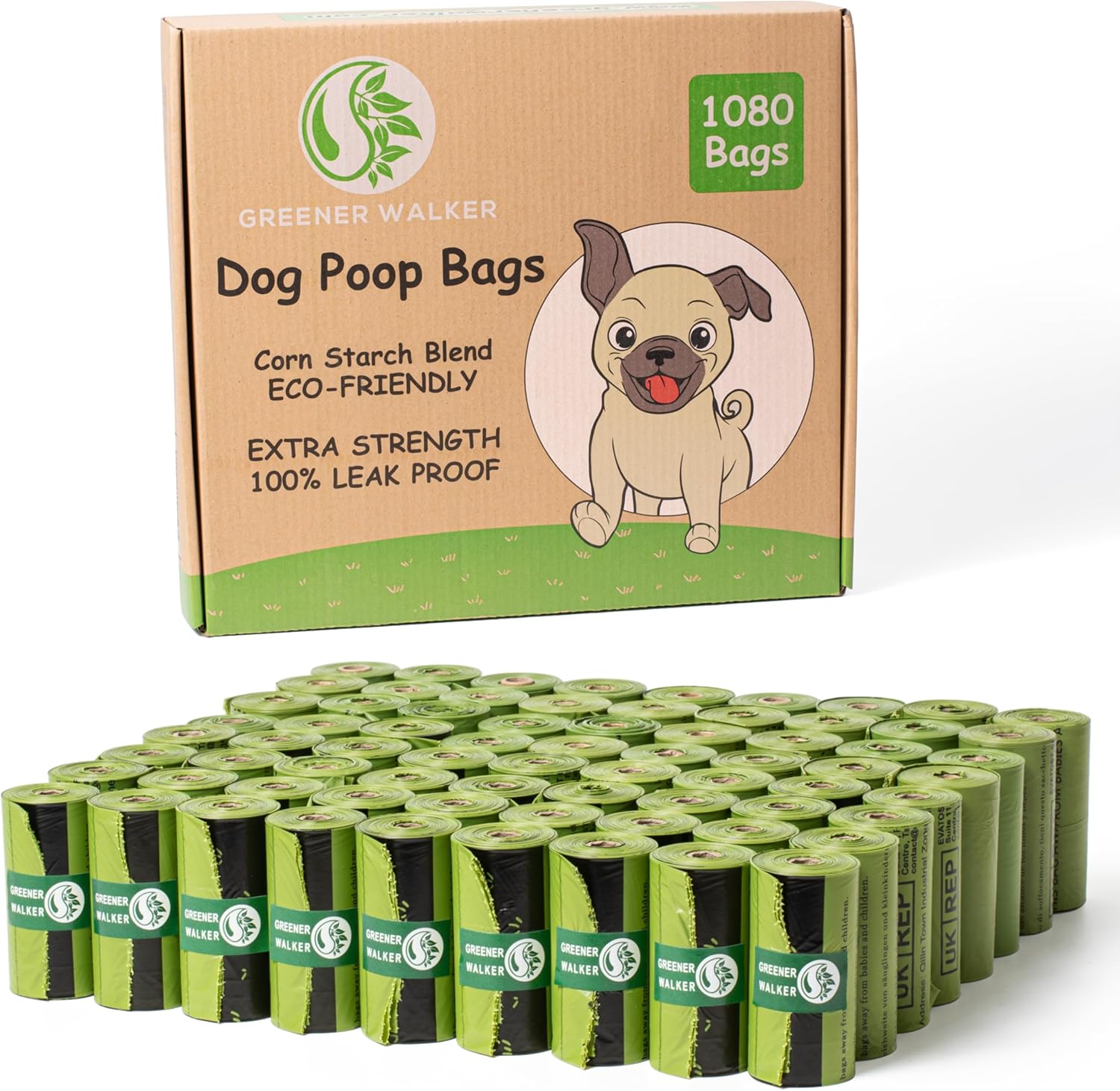 Amazon.com : GREENER WALKER Poop Bags for Dog Waste, 1080 Doggy Waste ...