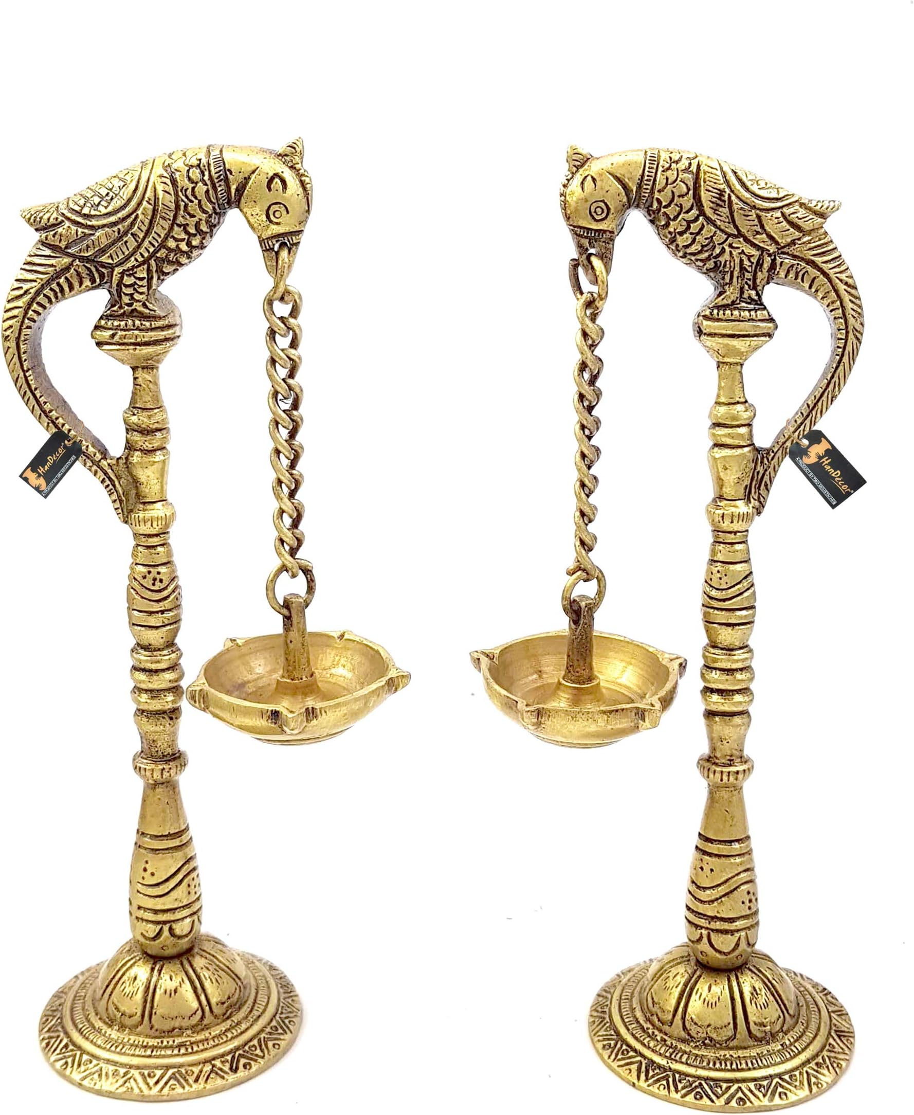 Buy DecorTwist® Brass Diyas for Pooja | Ethnic Carved Peacock Design ...