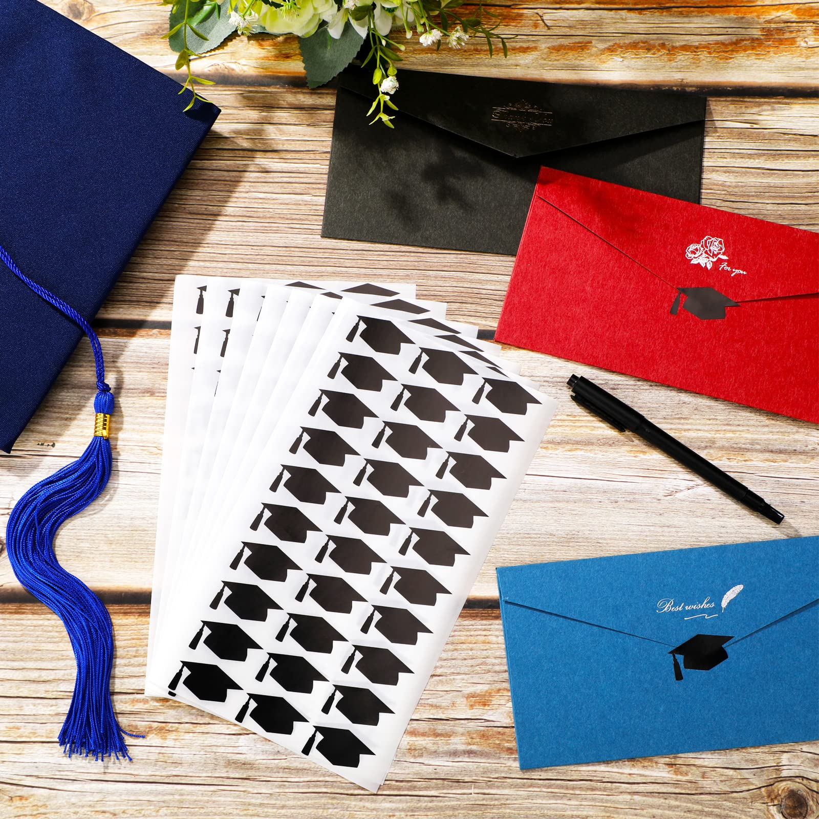 Snapklik.com : 900 Pcs Black Graduation Cap Sticker Black Graduation ...