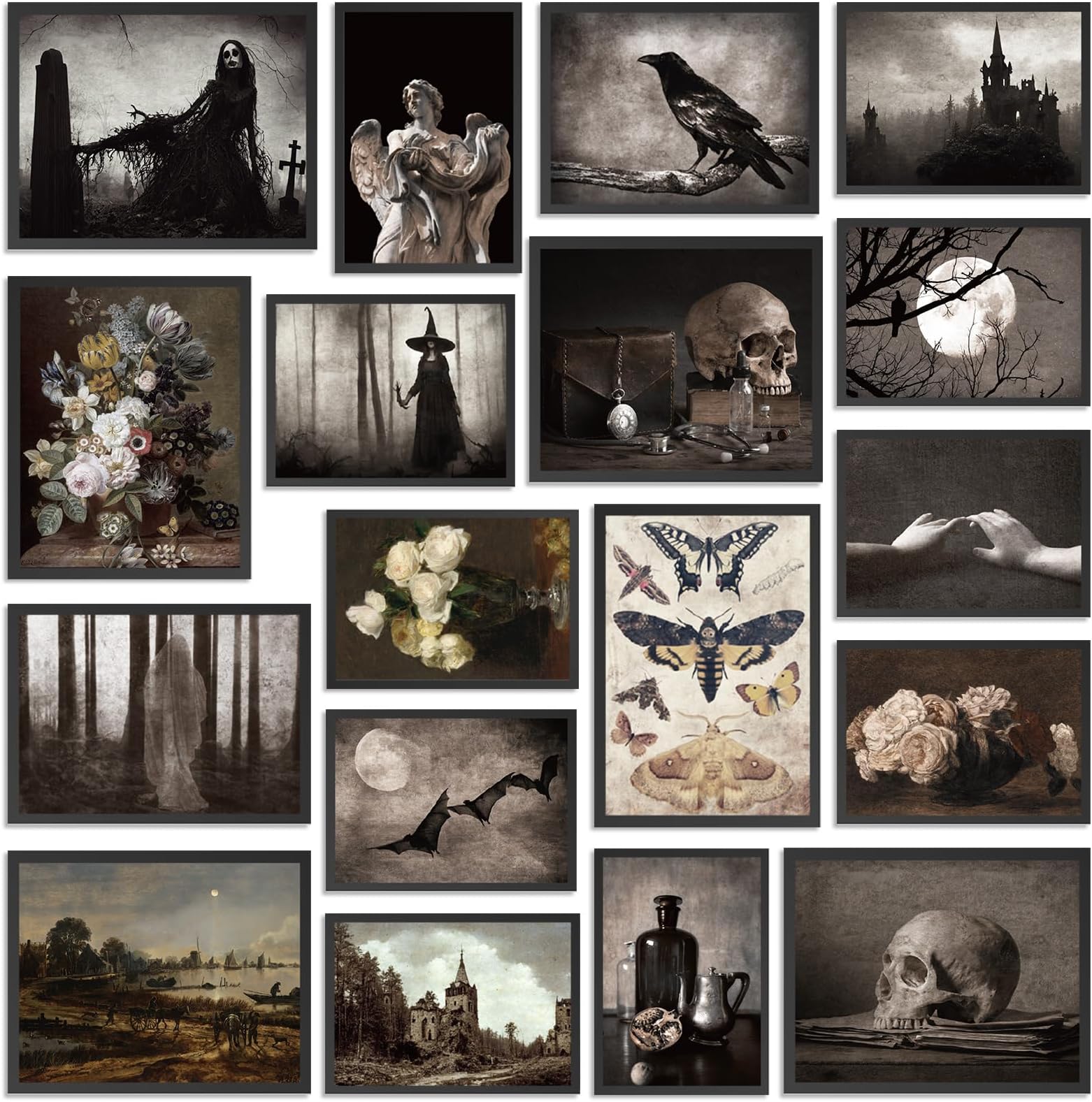 Amazon.com: Naozinebi 18Pcs Dark Academia Wall Room Home Decor Gothic ...