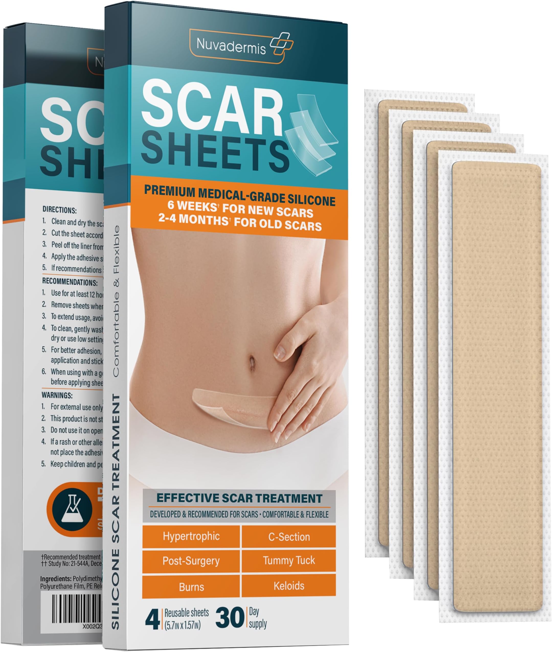 Amazon.com: NUVADERMIS Silicone Scar Sheets - Extra Long Scar Sheets ...