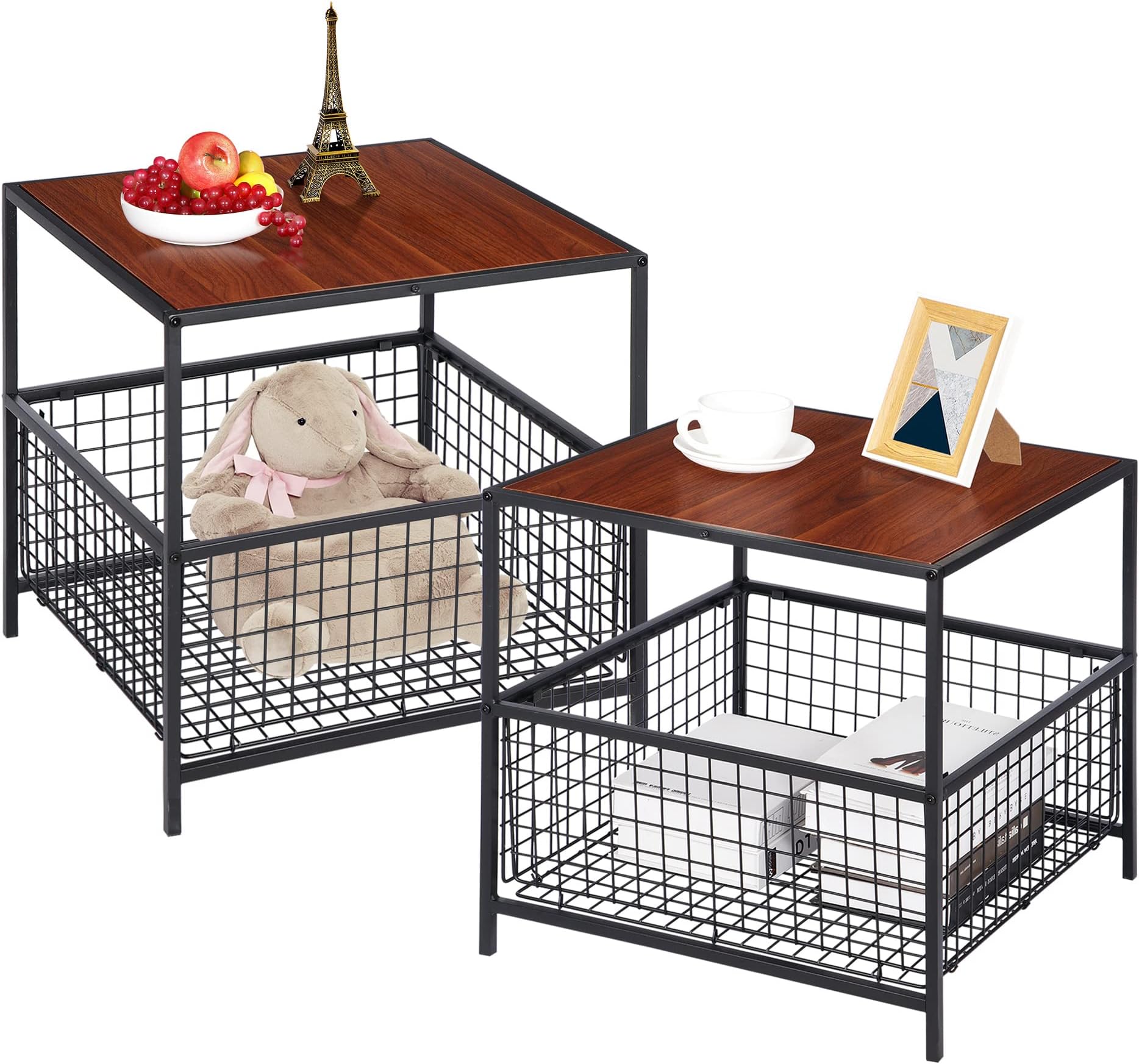 Amazon.com: SUPER DEAL Set of 2 Square Side Table 20 inch End Table ...