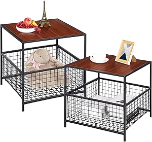 Amazon.com: SUPER DEAL Set of 2 Square Side Table, 20 inch End Table ...