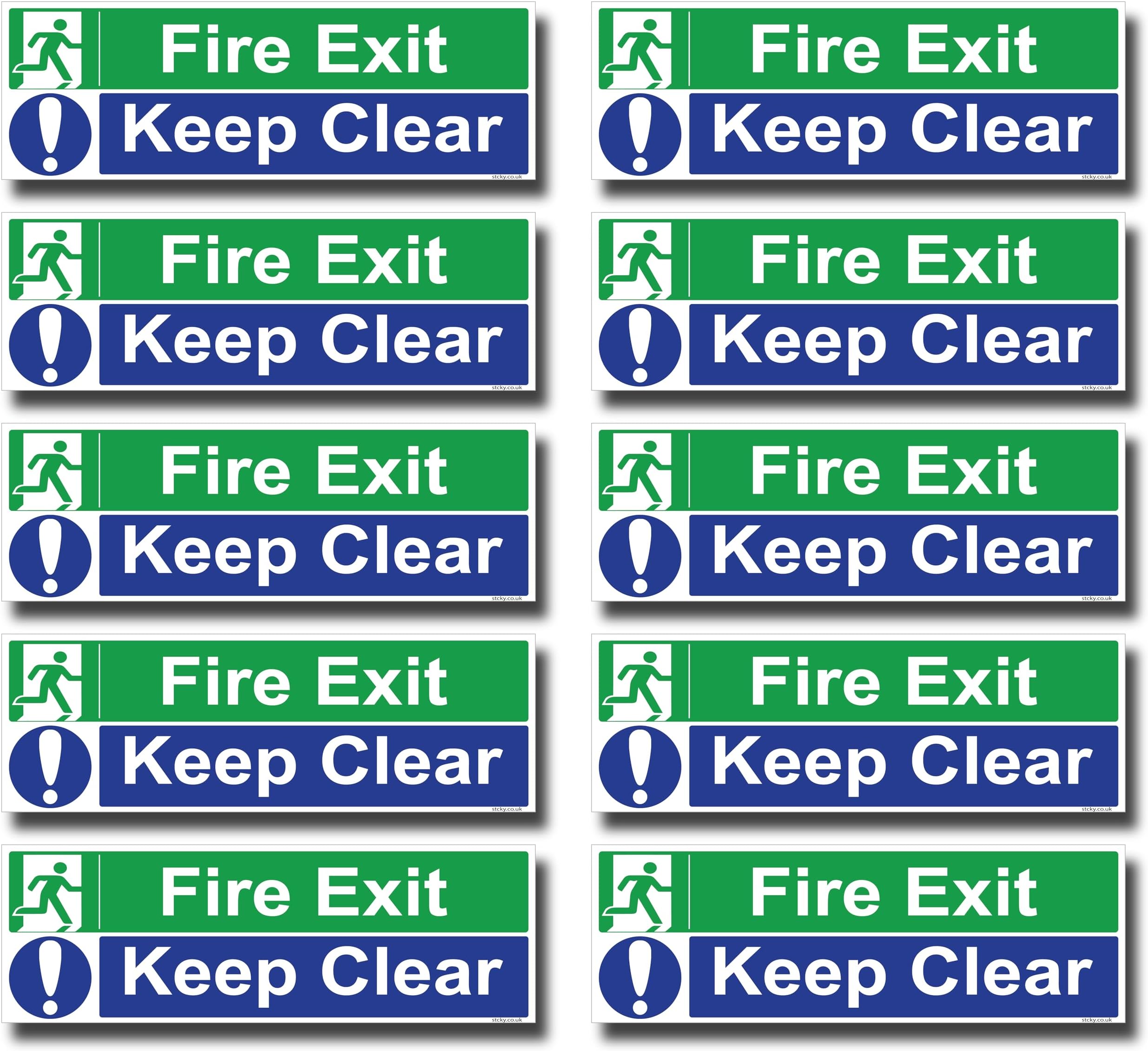 Fire Exit Sign - 30cm x 10cm Ideal Sized Fire Exit Keep Clear Self ...