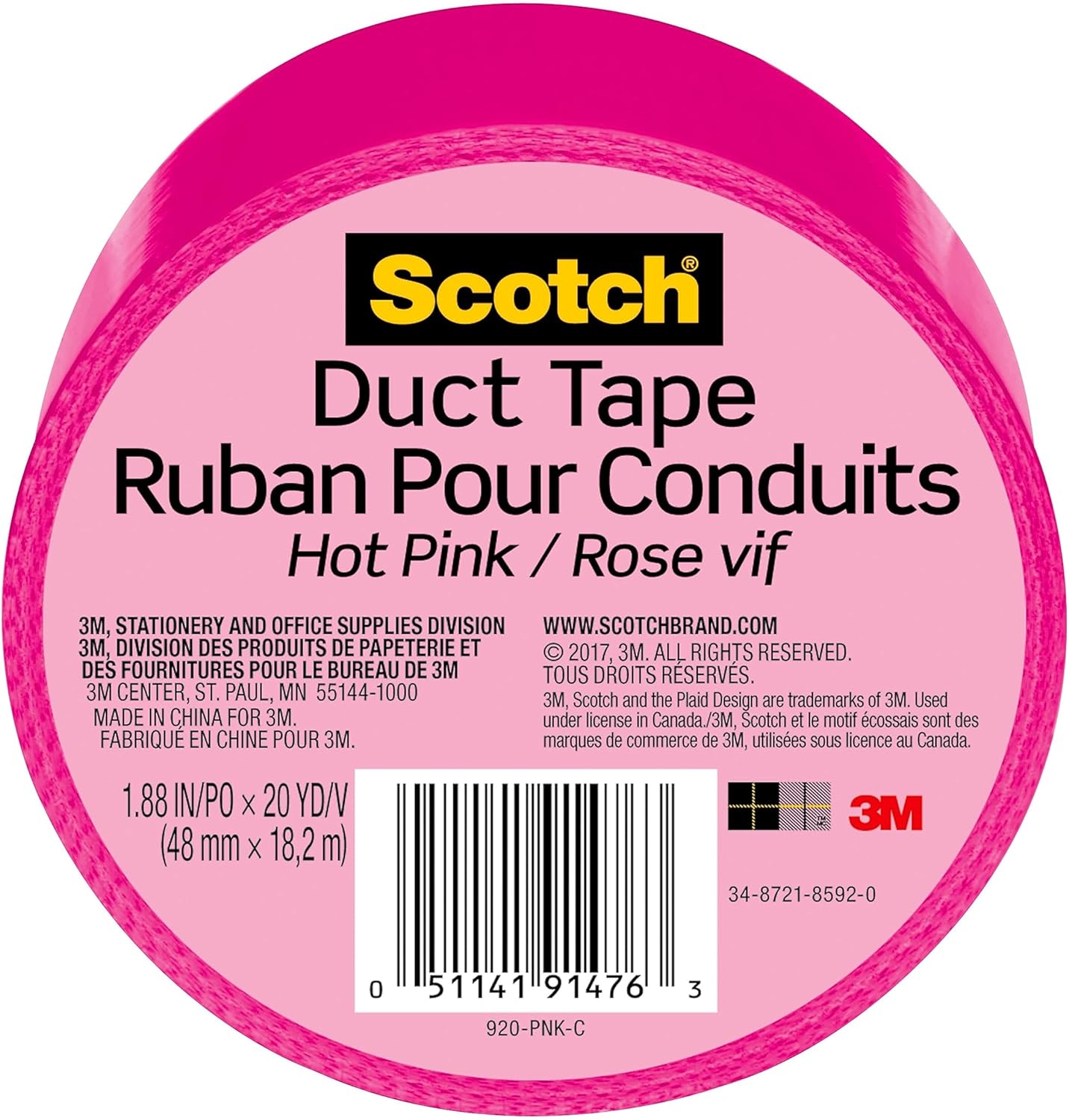 Amazon.com: Scotch Duct Tape, 1.88 in x 20 yd, Hot Pink, 6 Pack (920 ...
