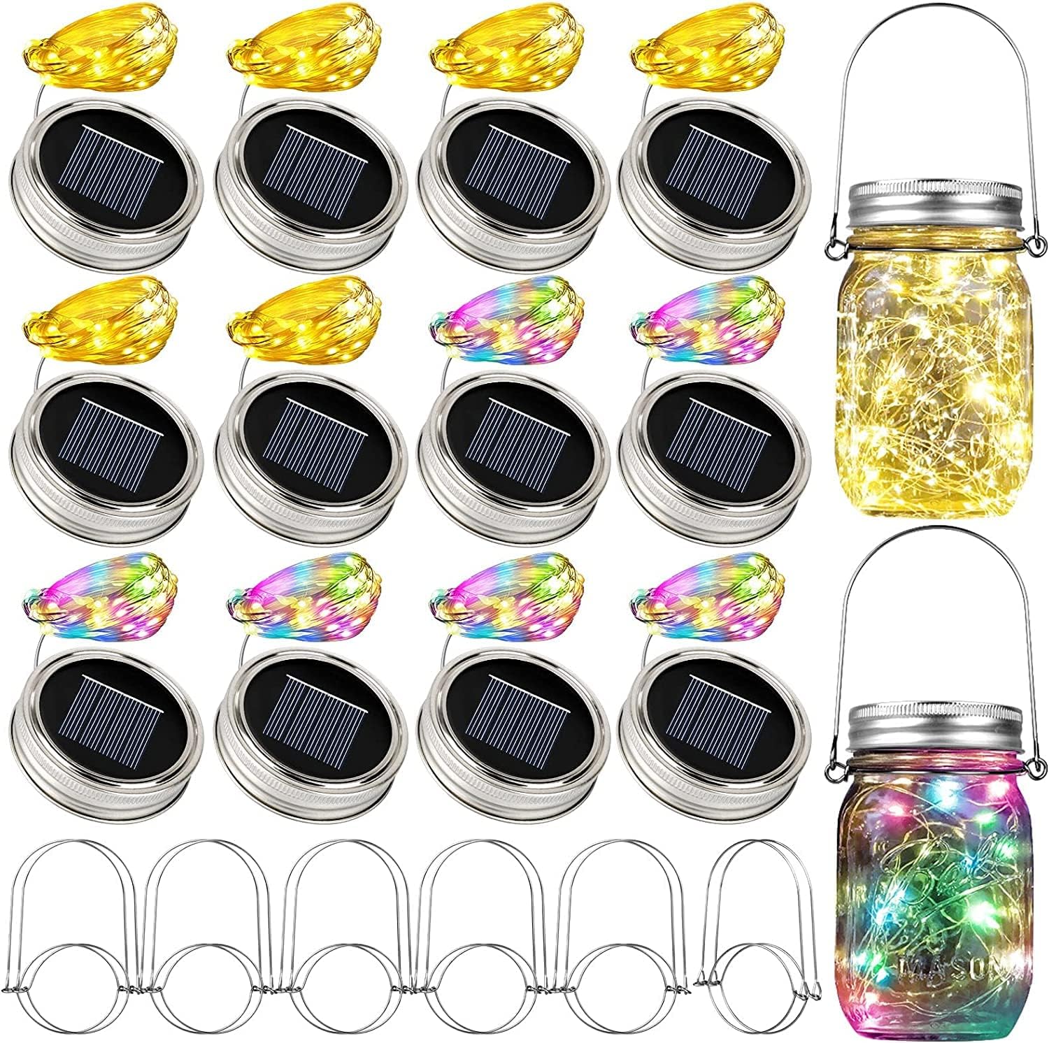 Amazon.com: Solar Mason Jar Lights Lids, 12Pcs 30 LED Solar Fairy ...