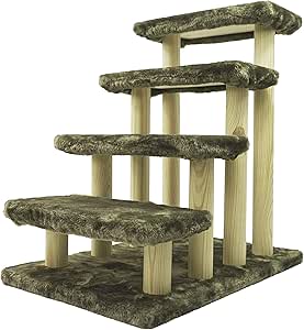 Amazon.com : Wooden pet Stairs 4-Step pet Ladder cat Dog Easy Stairs ...