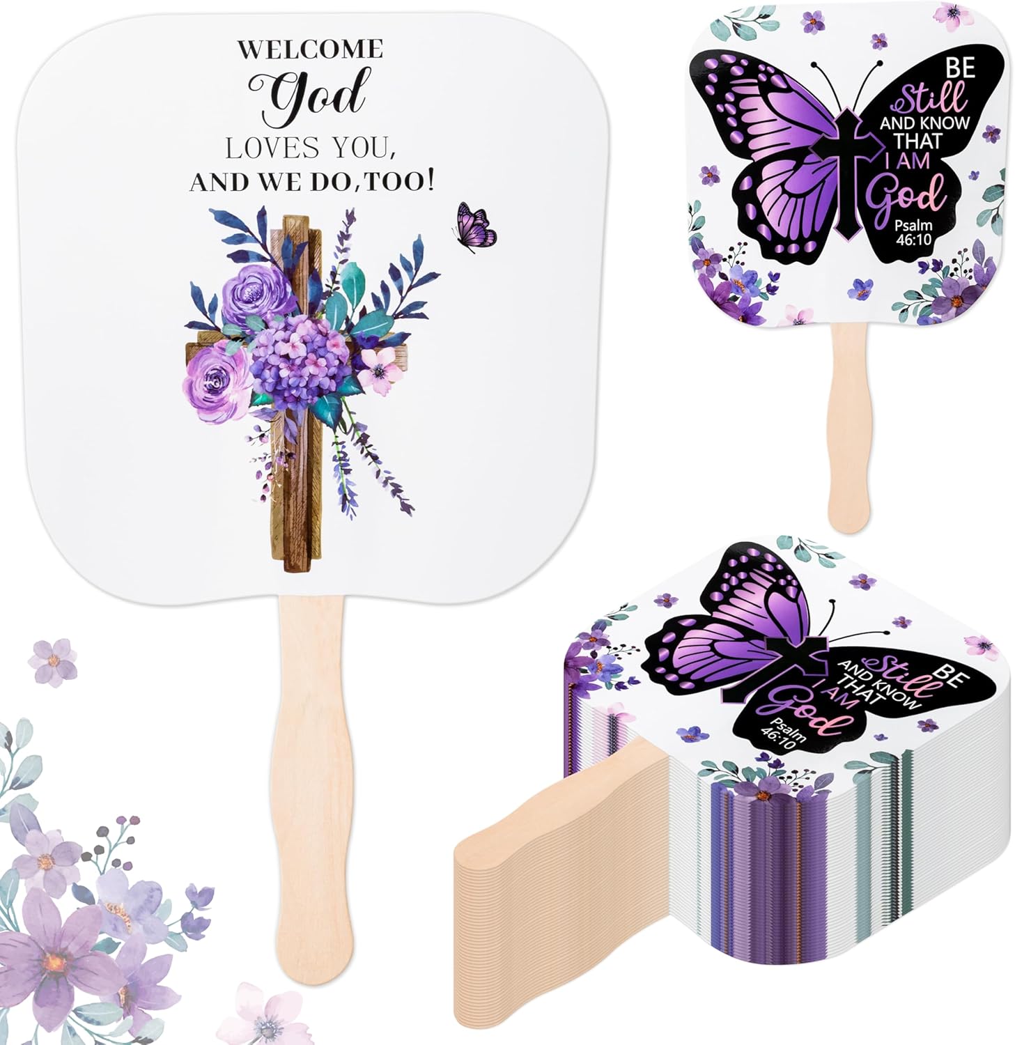 Amazon.com: WATINC Religious Butterfly Handheld Fan Bulk - 50Pcs Thick ...