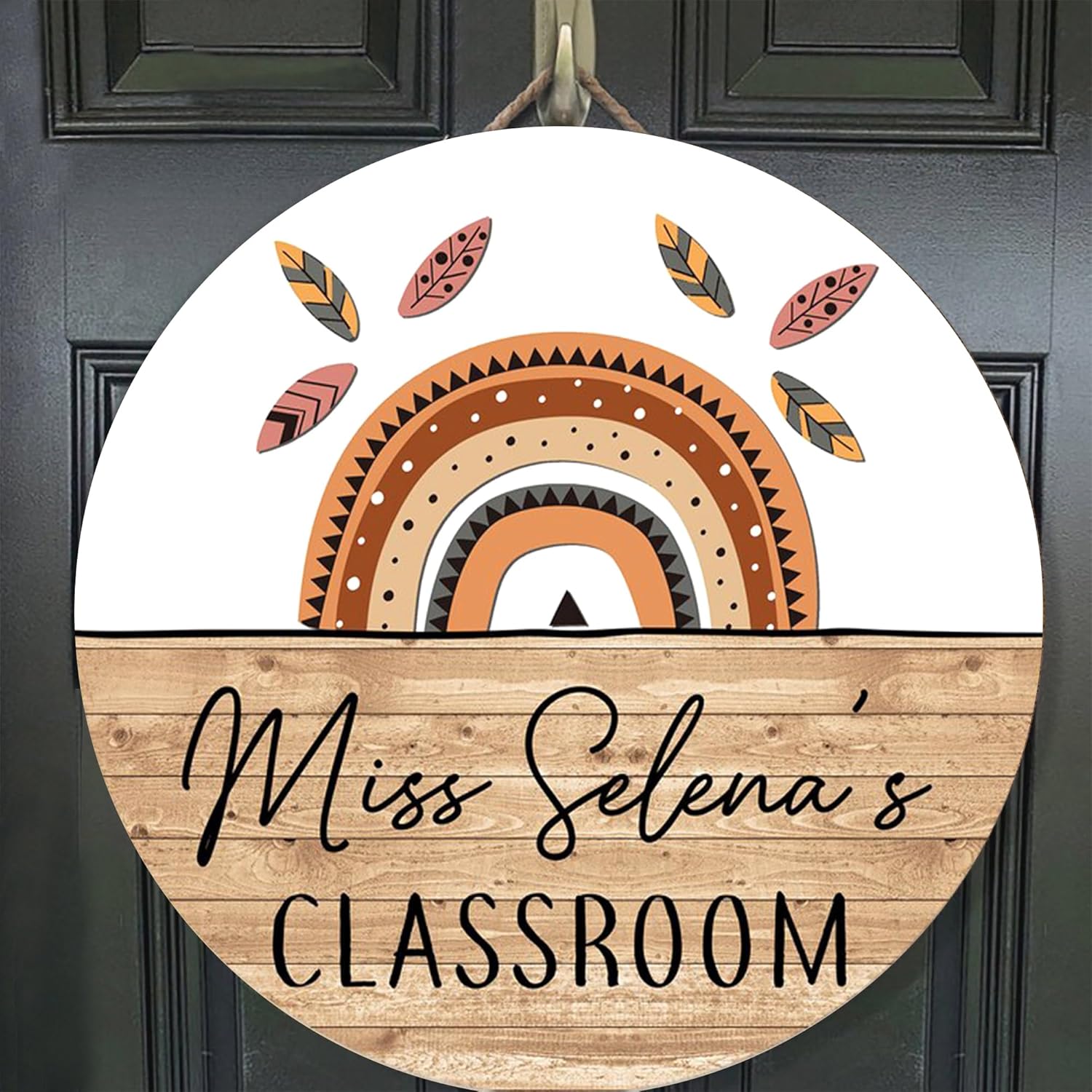 Amazon.com: Lovely POD Personalized Boho Rainbow Door Sign for ...