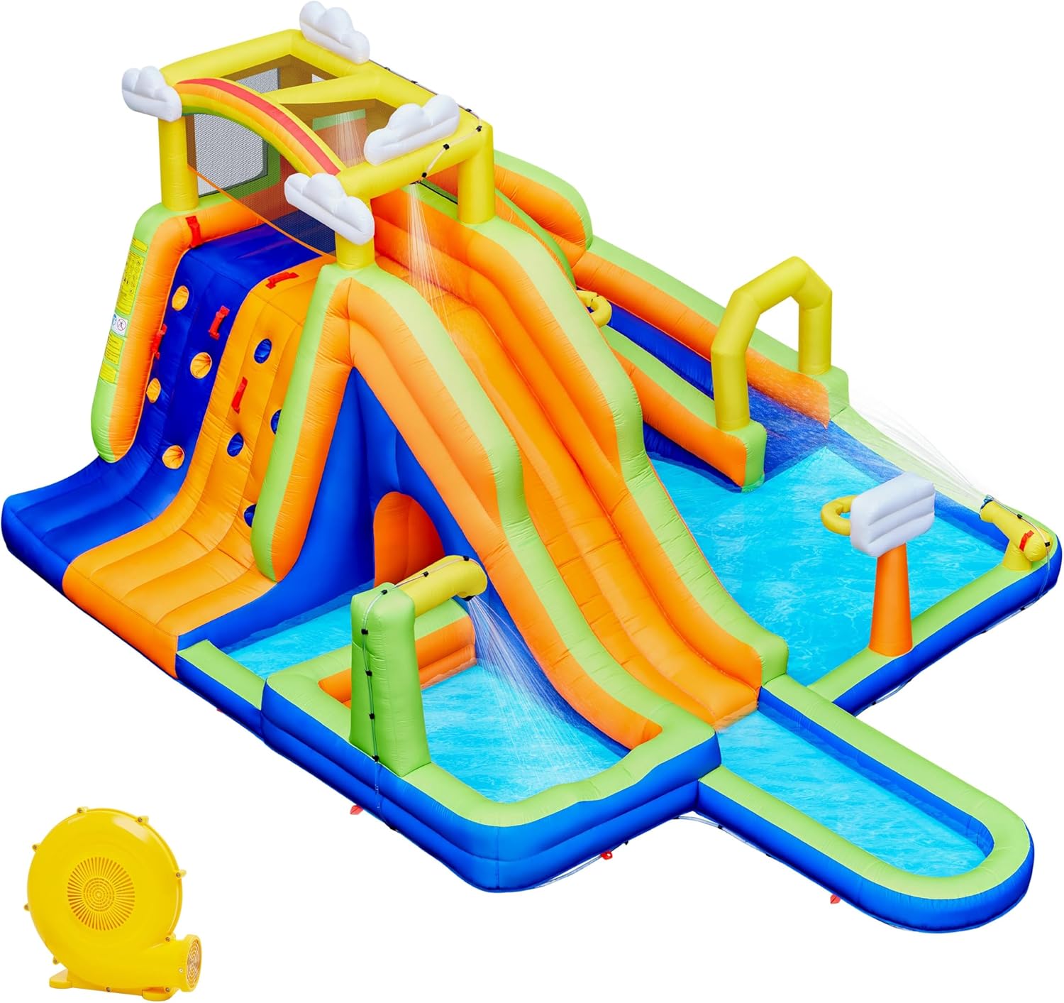 Amazon.com: Yaheetech Inflatable Water Slide Combo, 10-in-1 Rainbow ...