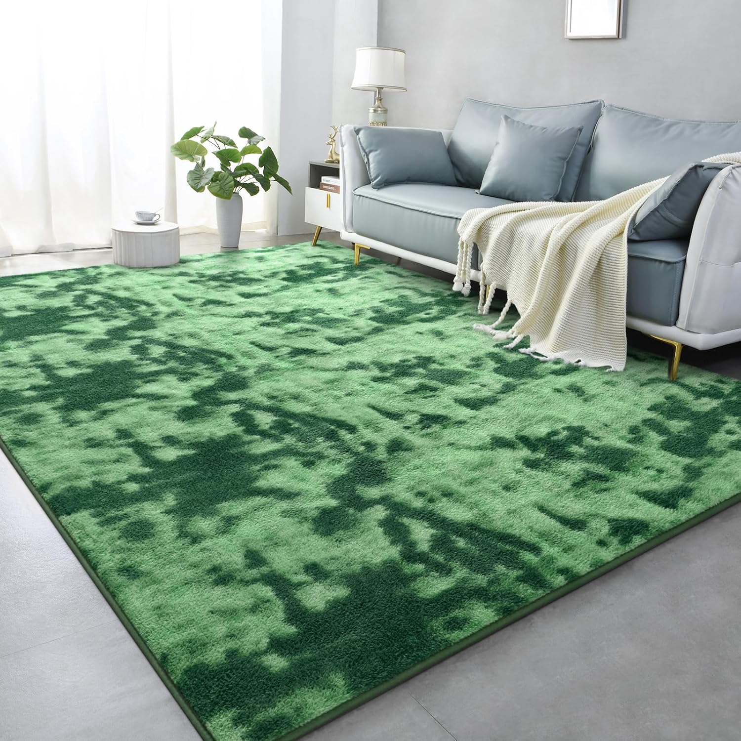 Amazon.com: Lascpt Soft Area Rug for Living Room, 4x6 Ft Tie-Dyed Green ...