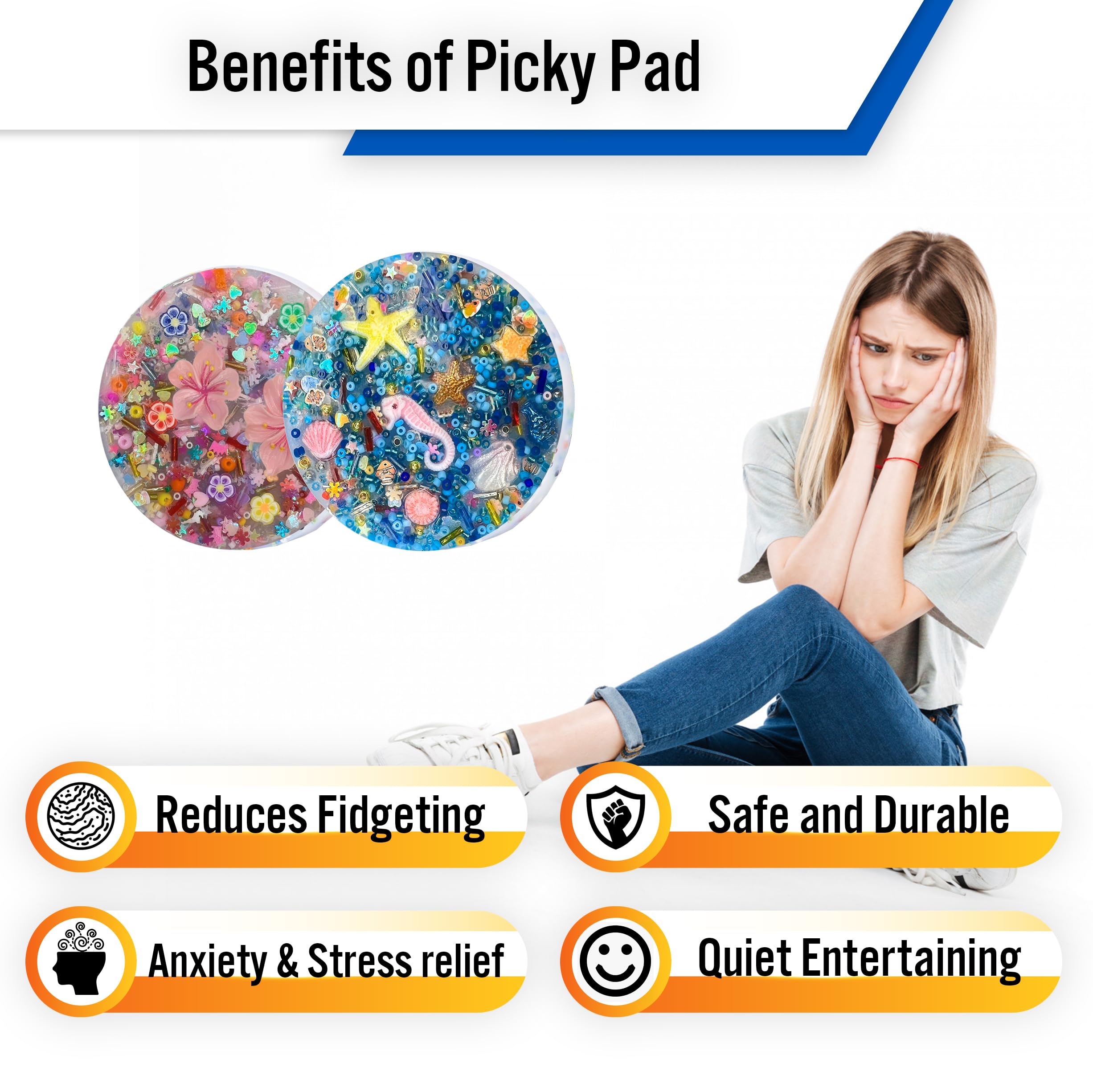 Fidget Toys 2Pcs Picky Pad Skin Picking Fidget - 3.4 Inch Silicone ...