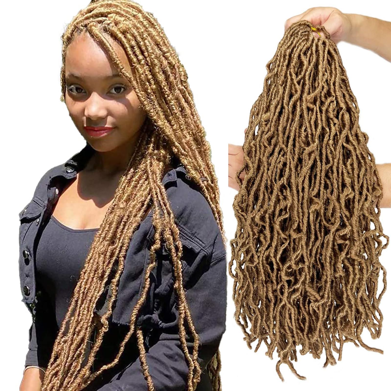 Amazon.com : 7 Packs Soft Locs 28 Inch Faux Locs Light Brown Color 27 ...
